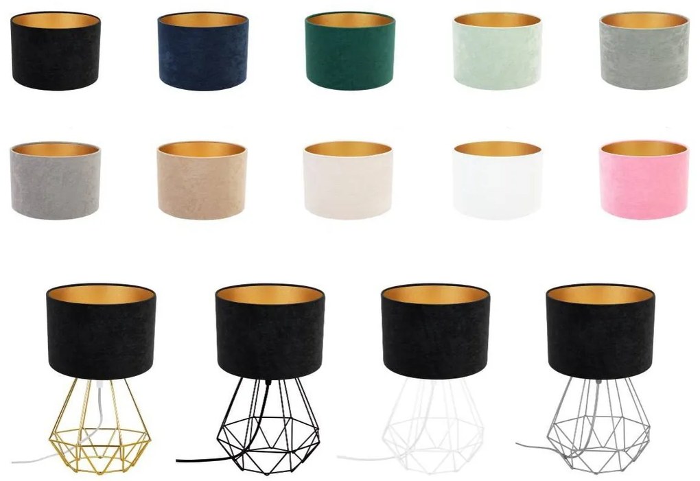 Stolní lampa Mediolan, 1x textilní stínítko (výběr z 10 barev), (výběr ze 4 barev konstrukce), g
