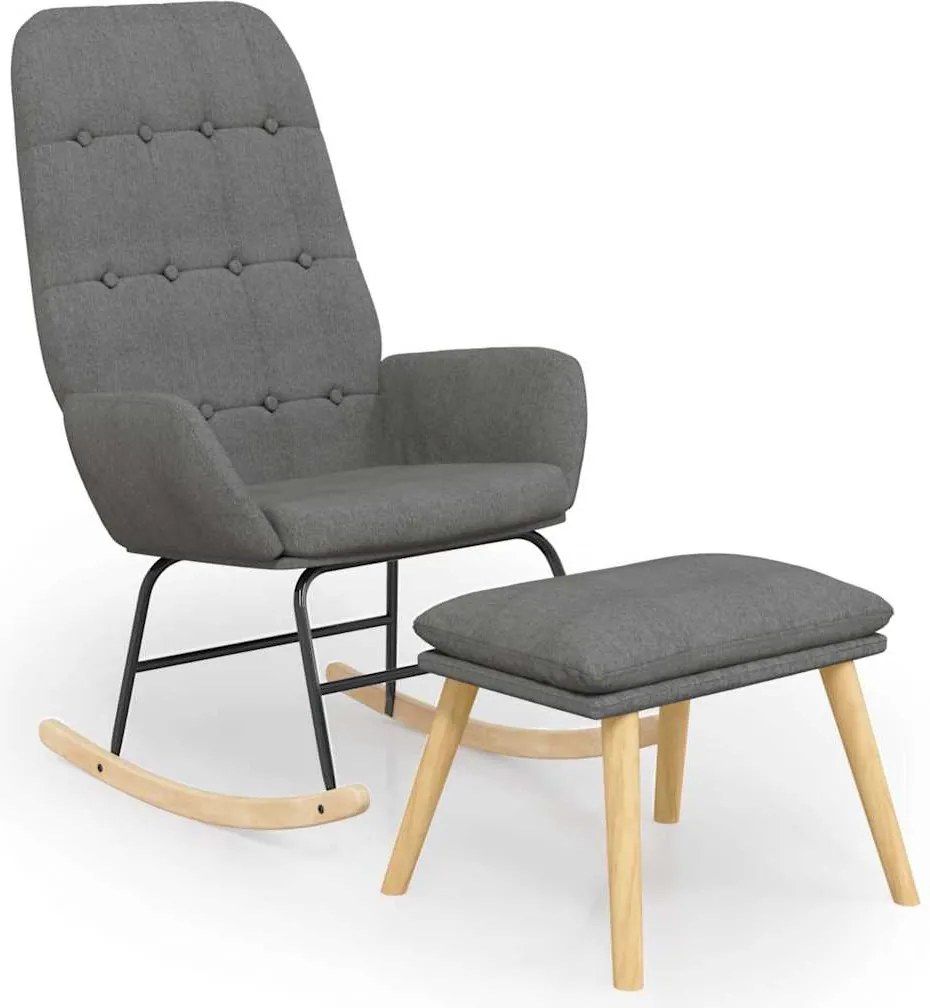 Houpací křeslo s podnožkou světle šedé textil 3097704