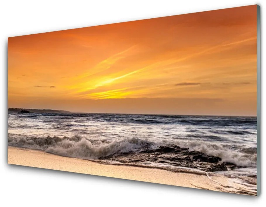 akrylový obraz Moře Slunce Vlny Krajina 140x70 cm