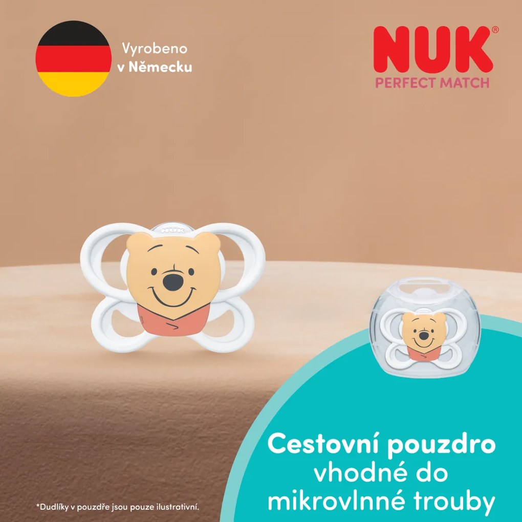 NUK Dudlík Perfect Match Air Medvídek Pú 0-6 m 1 ks v boxu White