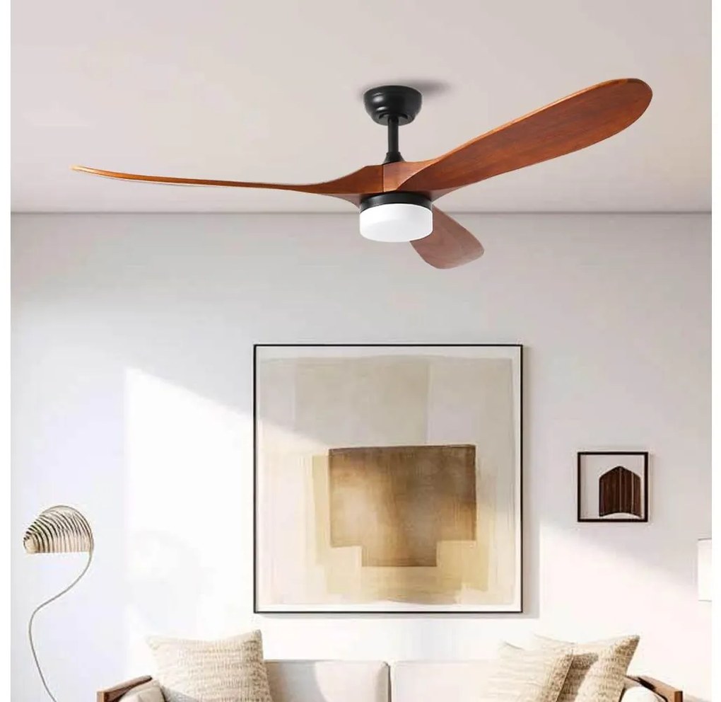 ZEVENTI - LED Stropní ventilátor GINOSA LED/18W/230V Wi-Fi Tuya černá/dub + DO
