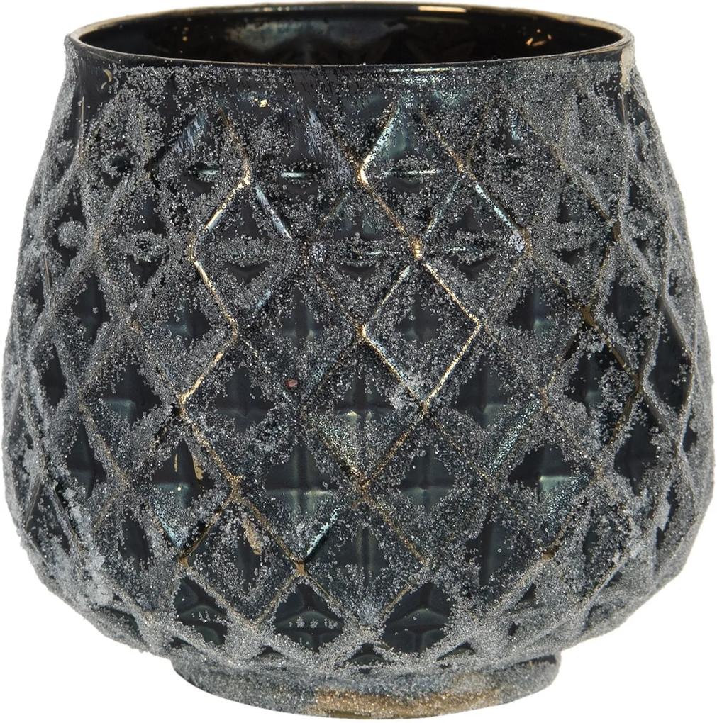 Tmavě šedý skleněný svícen na čajovou svíčku Silvain - Ø 9*8 cm