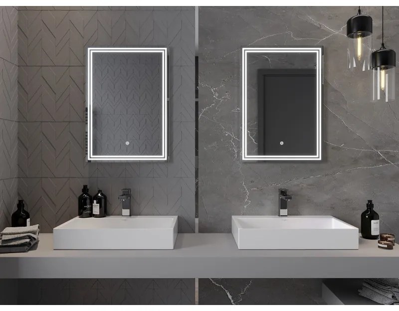 Mexen Taco, LED koupelnové zrcadlo s podsvícením 50x70 cm, 6000K, ochrana proti zamlžování, 9805-050-070-611-00