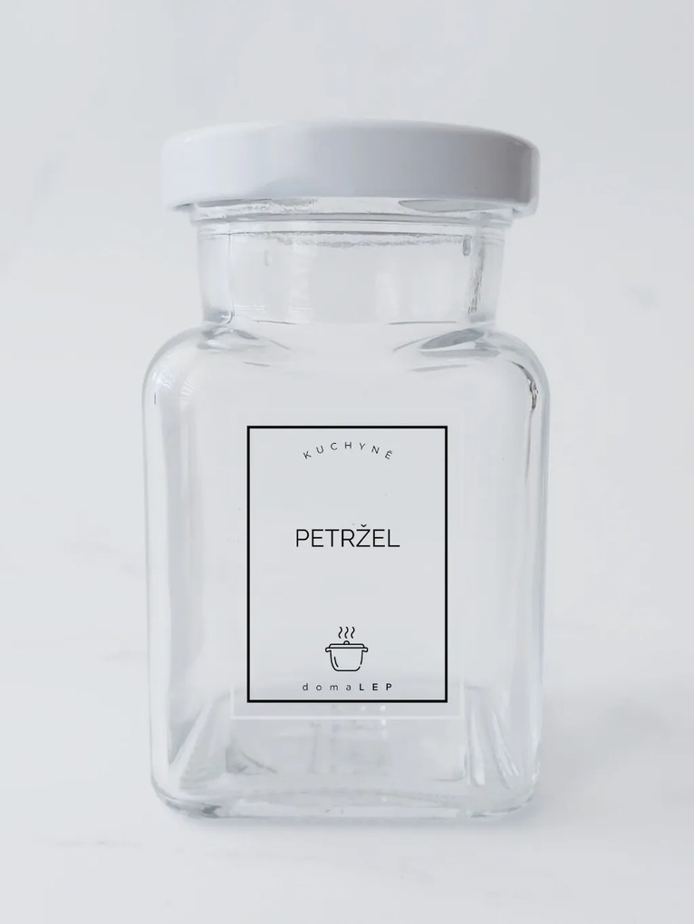 Samolepka na kořenky PETRŽEL průhledná 3 × 4 cm základní písmo