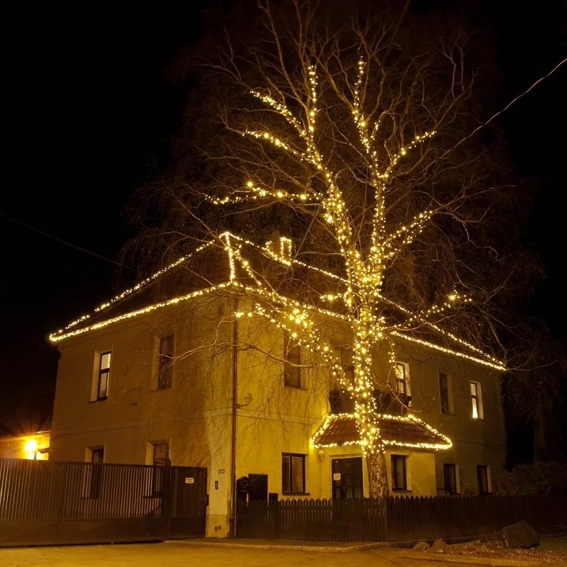 Easy Fix LED světelný řetěz, 20 m, venkovní, teple bílá, 120 diod, černý kabel, IP67