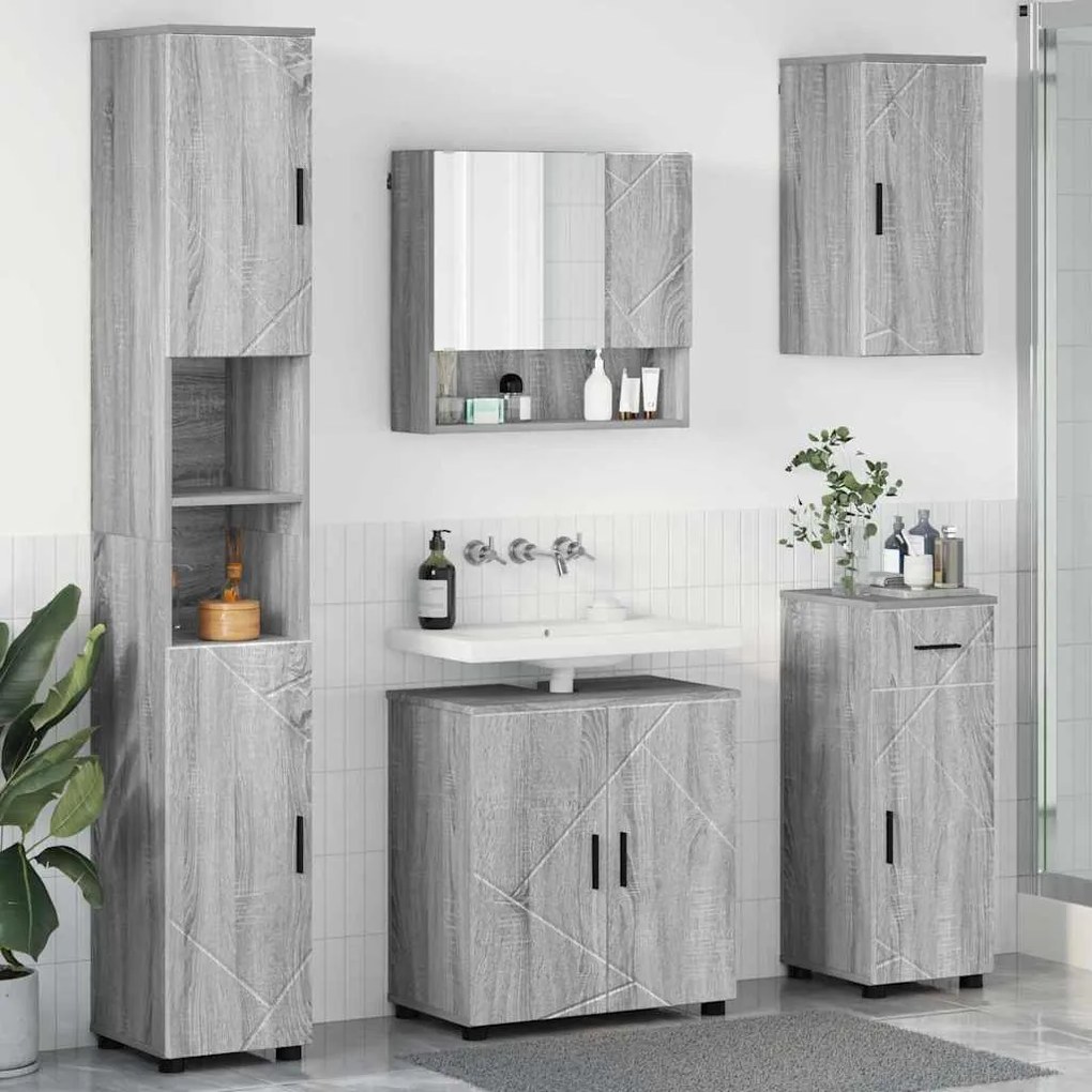 Sada koupelnového nábytku 5 ks Šedá Sonoma 61 x 35 x 64 cm 3392999