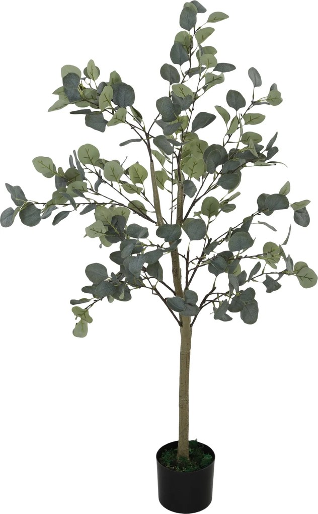 HOMCOM Umělý Eukalyptus Velký 150 cm Umělá Rostlina v Květináči, Realistický Faux Strom s Umělou Trávou, Cement pro Obývací Pokoj, Ložnici, Kancelář,