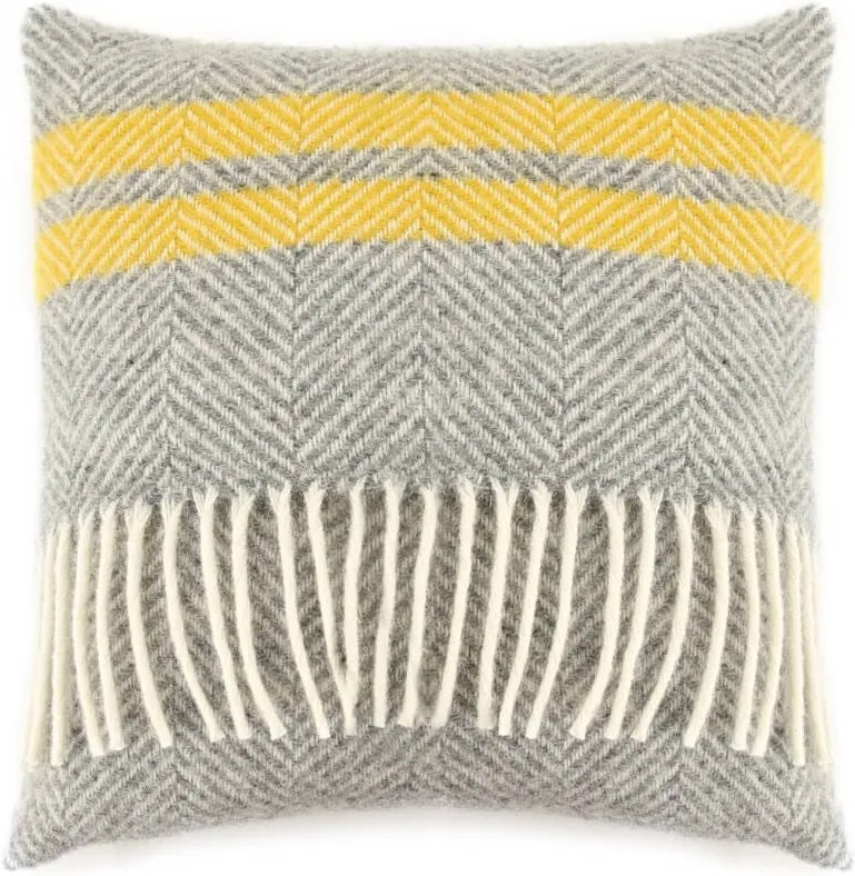Polštářek Fishbone Stripe Grey Yellow Tweedmill