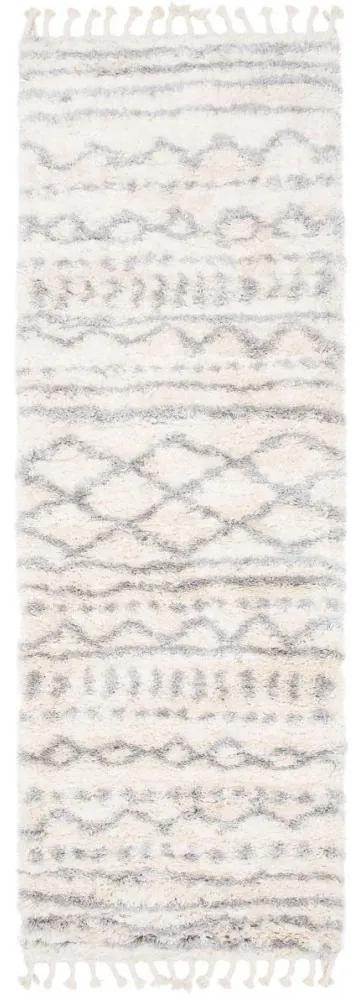 Kusový koberec shaggy Aron krémově šedý atyp 80x200cm