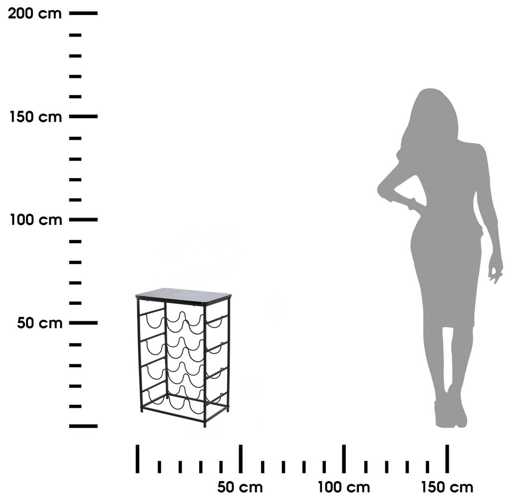 STOJAN NA VÍNO DEBRA 60X26X40 CM ČERNÁ