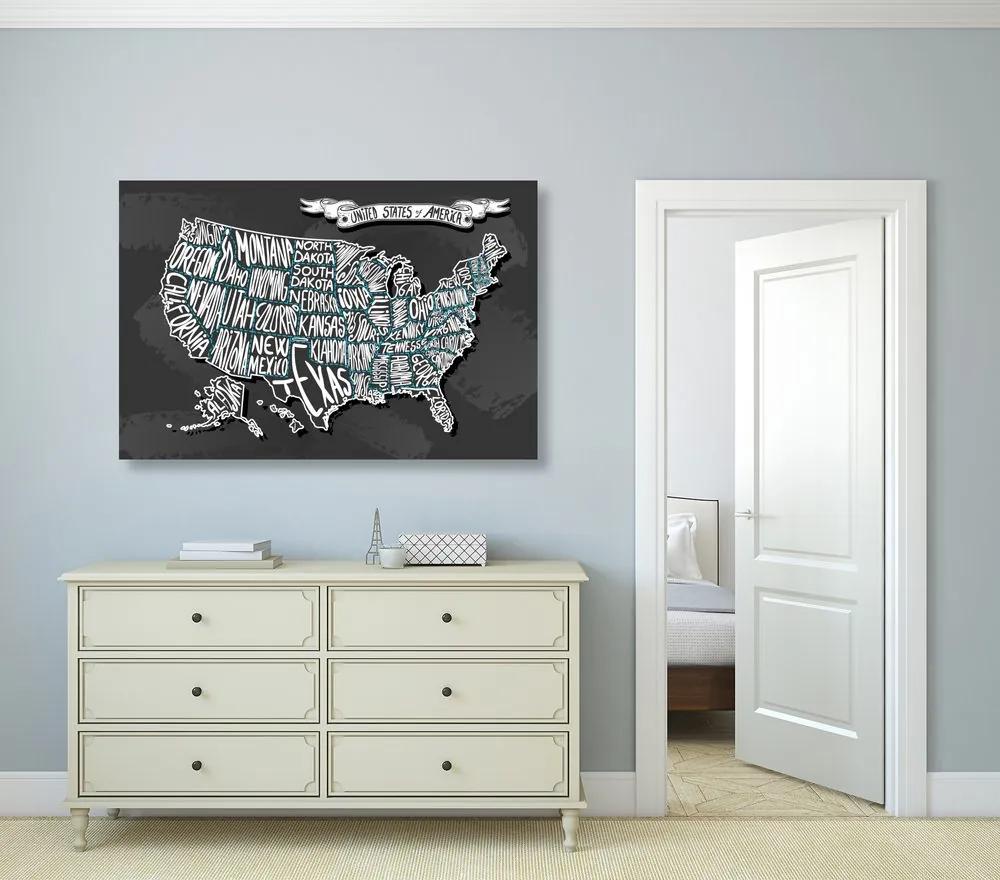 Obraz moderní mapa USA Varianta: 90x60