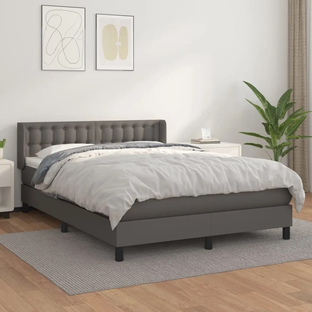 Box spring postel s matrací šedá 140x200 cm umělá kůže 3130785