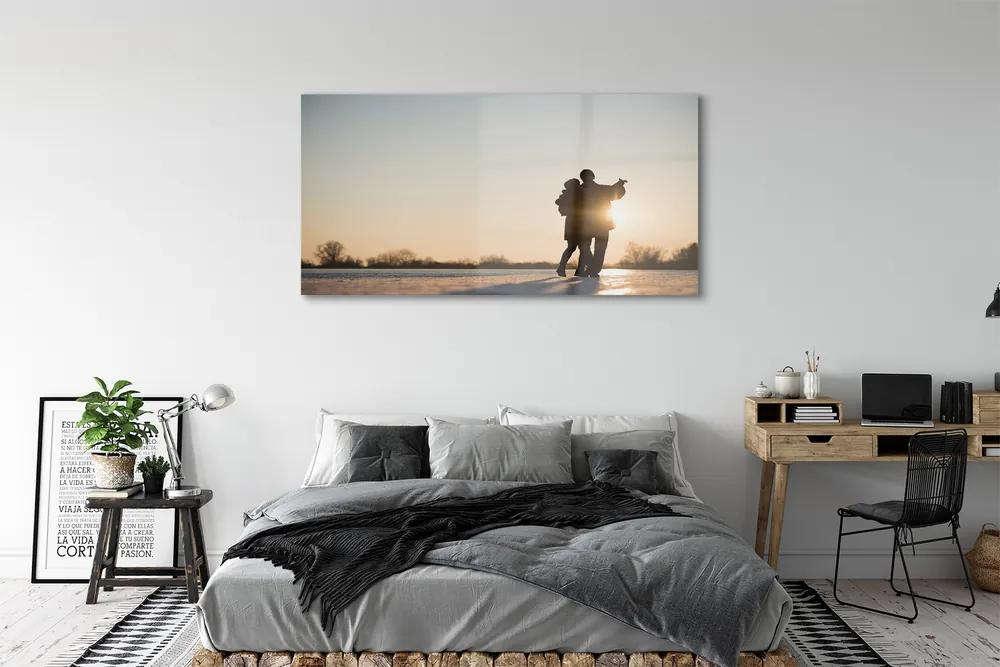 akrylový obraz Lidé tančí v zimě 140x70 cm