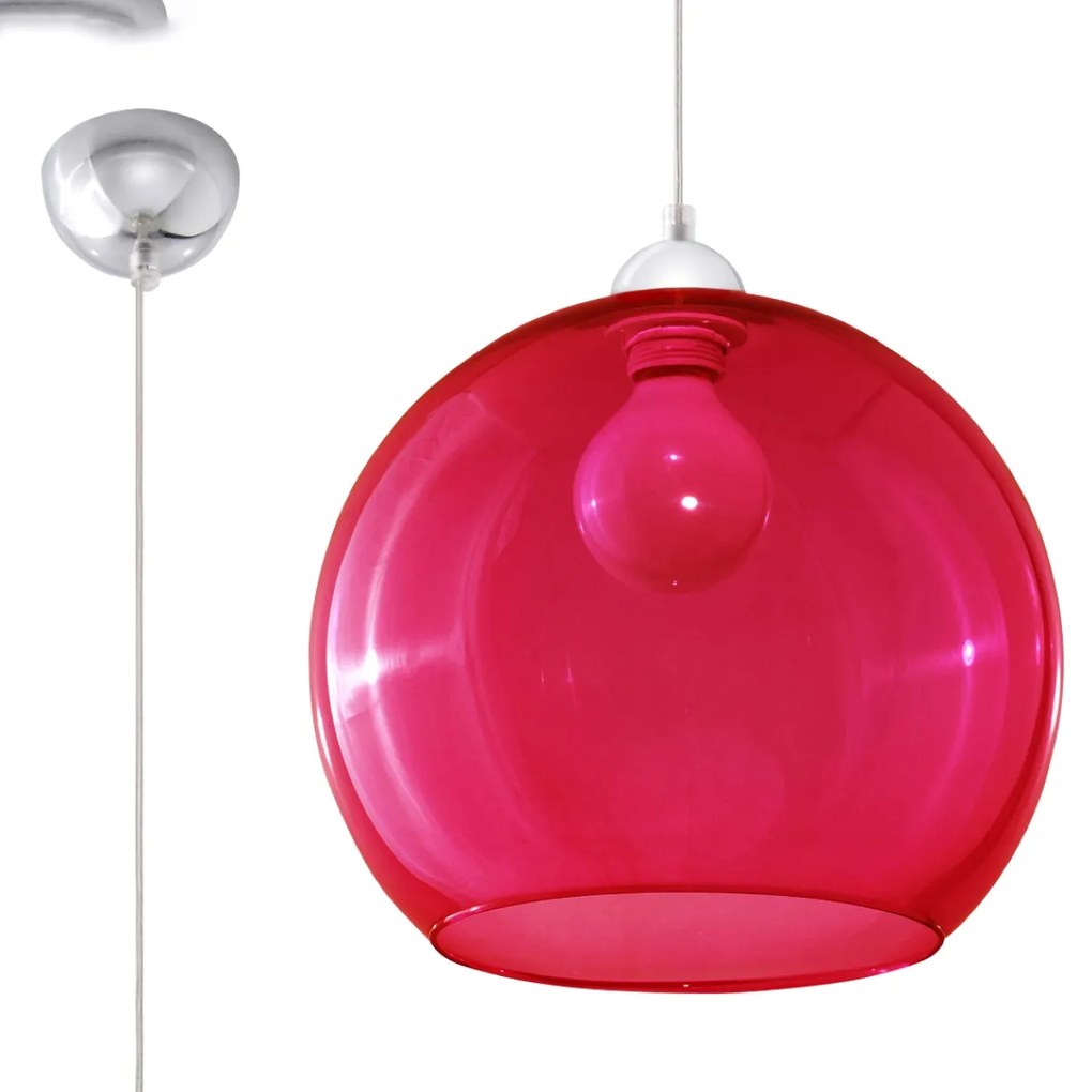 Sollux Lighting Závěsná lampa BALL červená