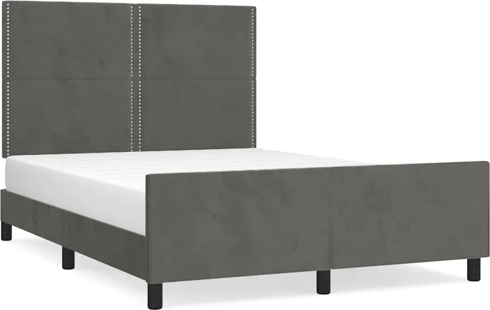 Rám postele bez matrace tmavě šedý 140 x 190 cm samet 3125691