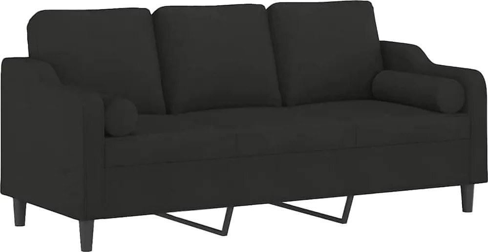 3místná pohovka s polštáři černá 180 cm textil 3200857