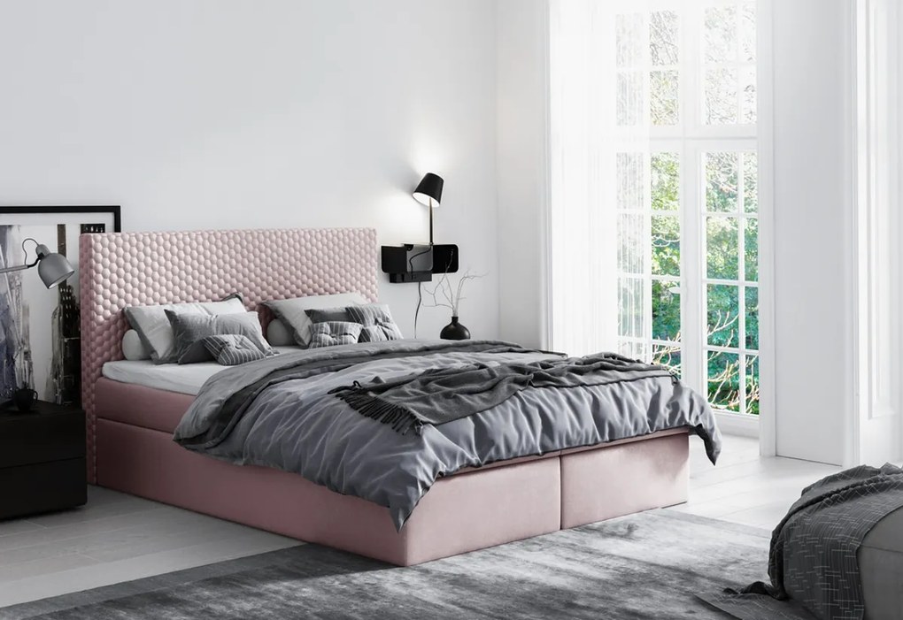 Čalouněná postel COSMO + úložný prostor + topper