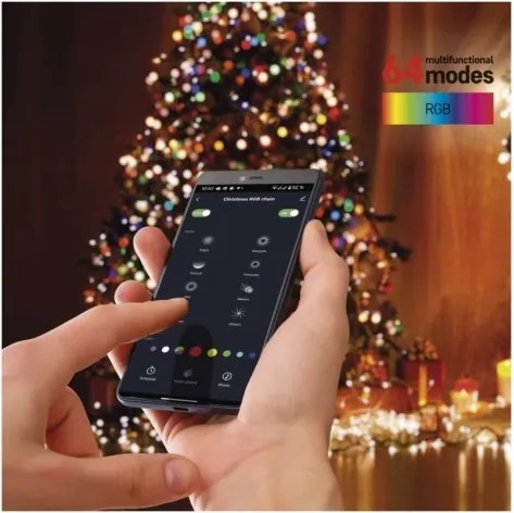 Vánoční osvětlení EMOS GoSmart (WiFi) D4ZR03 180LED řetěz 18m RGB 64 programů s časovačem