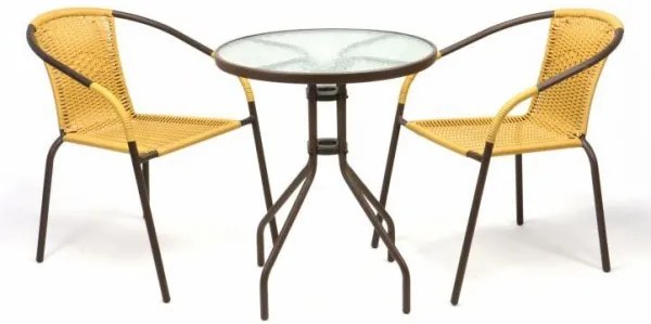 Zahradní balkonový set 2 židle + skleněný stůl OEM D35215