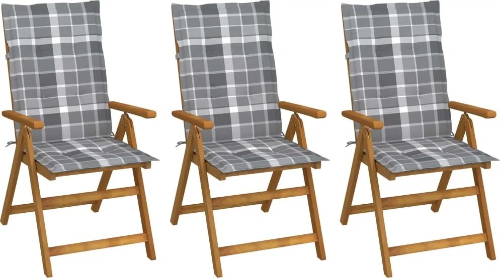 vidaXL Skládací zahradní židle s poduškami 3 ks masivní akáciové dřevo [3064089] Barva: Jasně zelená