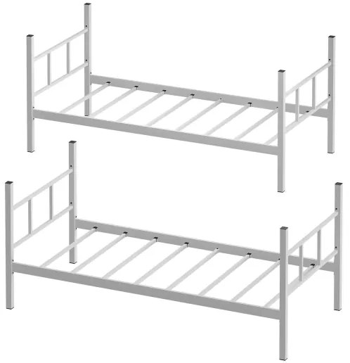 Kovová patrová postel MAVEN 90x200 cm bílá nosnost 2x100 kg