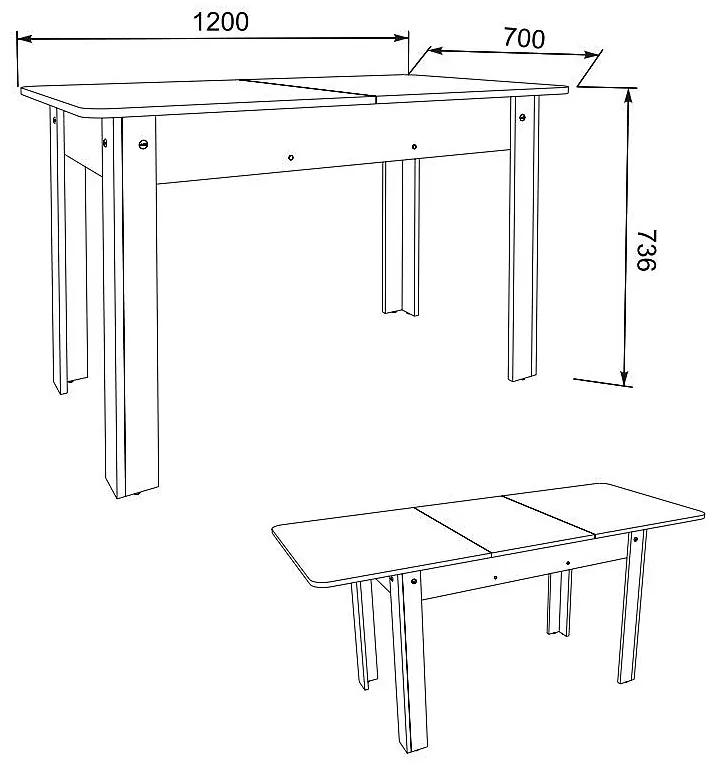 Jídelní stůl ARESTIN rozkládací 120-160x70 cm, matná bílá