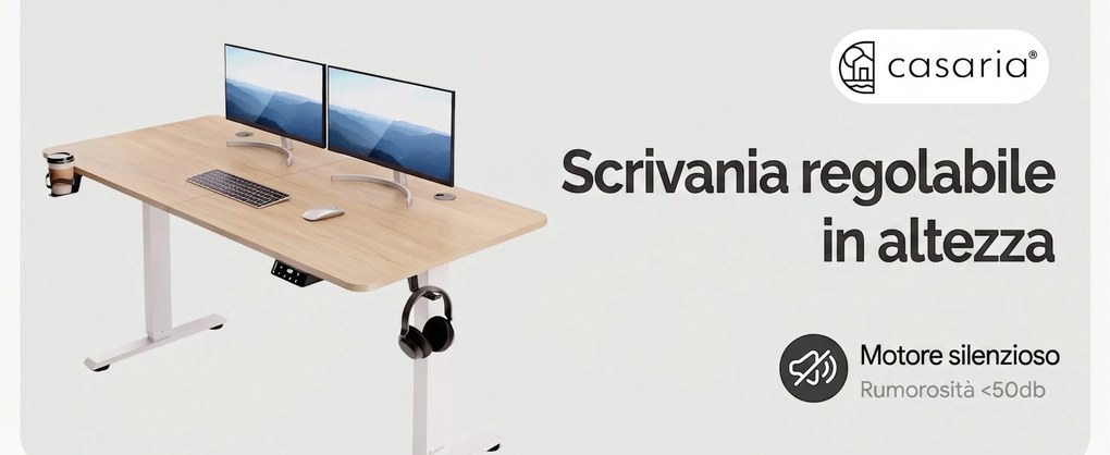 Výškově nastavitelný Psací stůl béžová 140x60x73-118cm