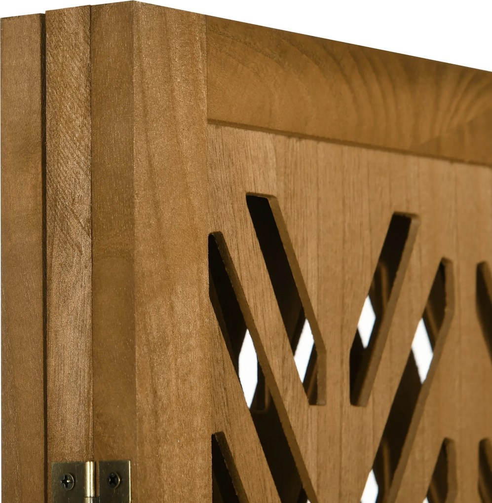 HOMCOM Dřevěný mřížkový dělicí panel, skládací příčka 4 panely, přírodní dřevo 160 x 170 cm