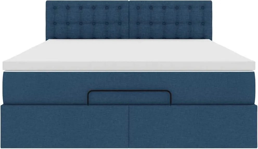 Osmanský postel s matrací modrá 140x190 cm textil 3311628