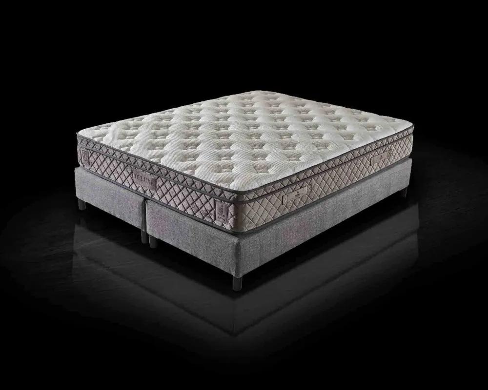 Čalouněná postel DELUXE s matrací - šedá 150 × 200 cm
