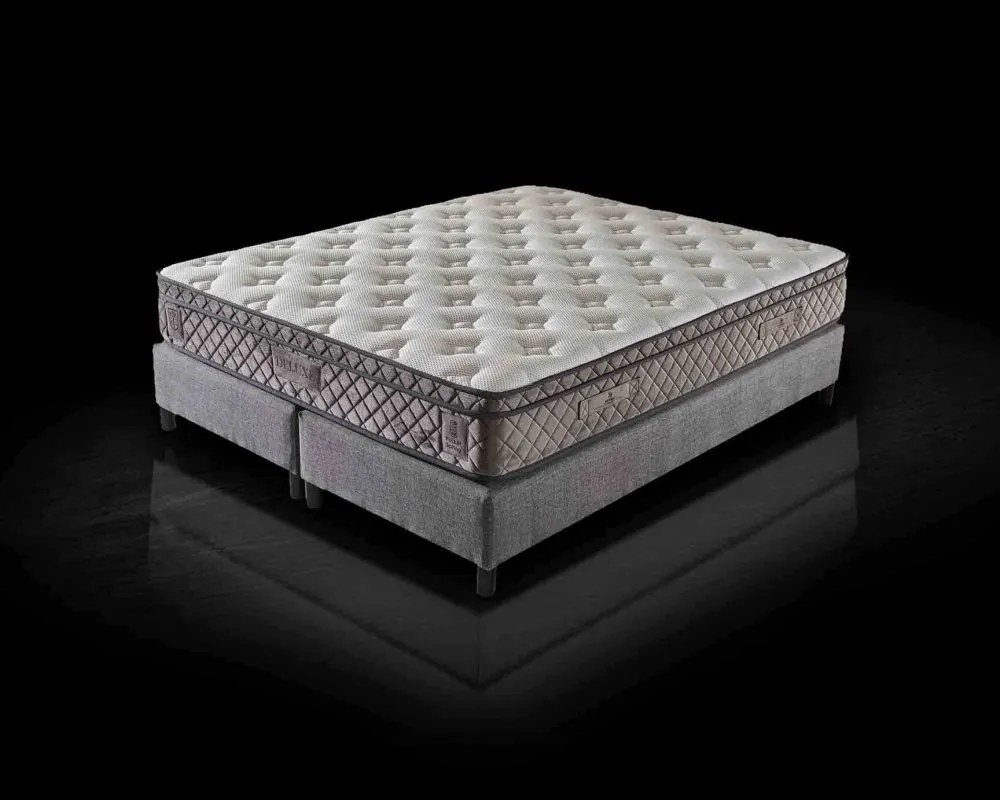 Čalouněná postel DELUXE s matrací - šedá 160 × 200 cm