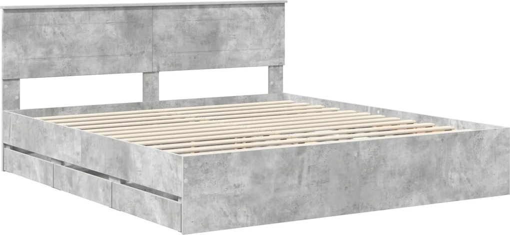 Rám postele s čelo Betonově šedá 180 x 200 cm Inženýrské dřevo 3407959