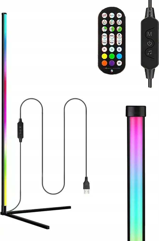 Podlahová Lampa Bluetooth Rgb Led S Dálkový Ovladač
