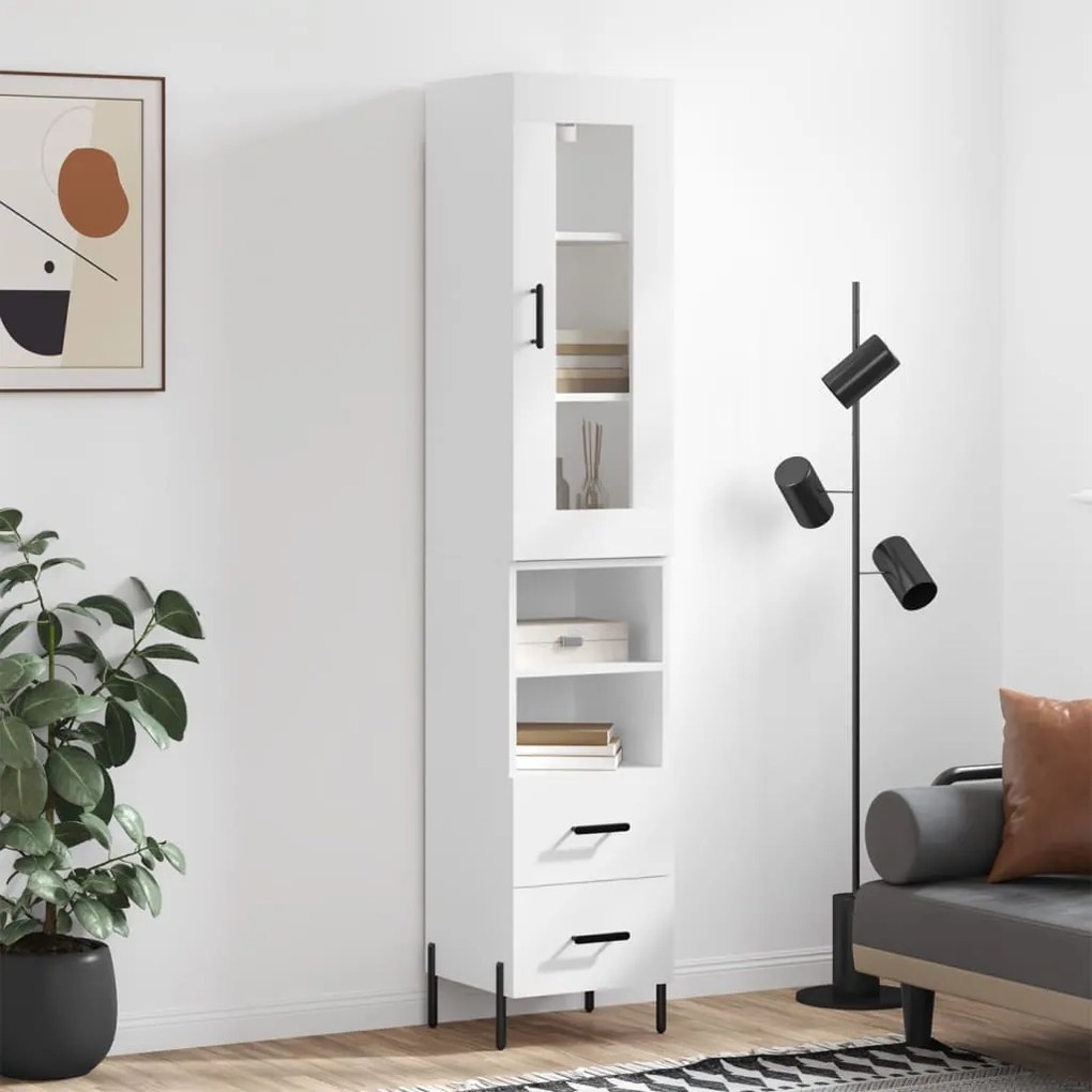 Skříň highboard bílá 34,5 x 34 x 180 cm kompozitní dřevo
