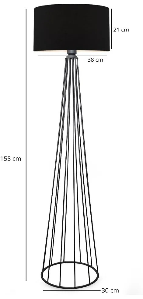 Designová stojanová lampa Fellini II 155 cm černá