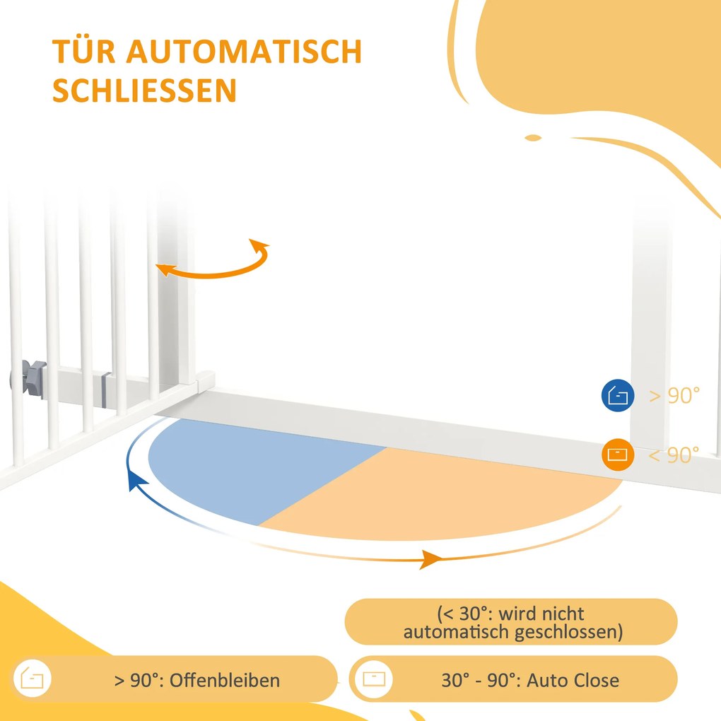 Mřížka na dveře pro psy PawHut 74-100 cm, bariérová mřížka s automatickým zavíráním dvířek bez vrtání pro malé a střední psy | Aosom.de