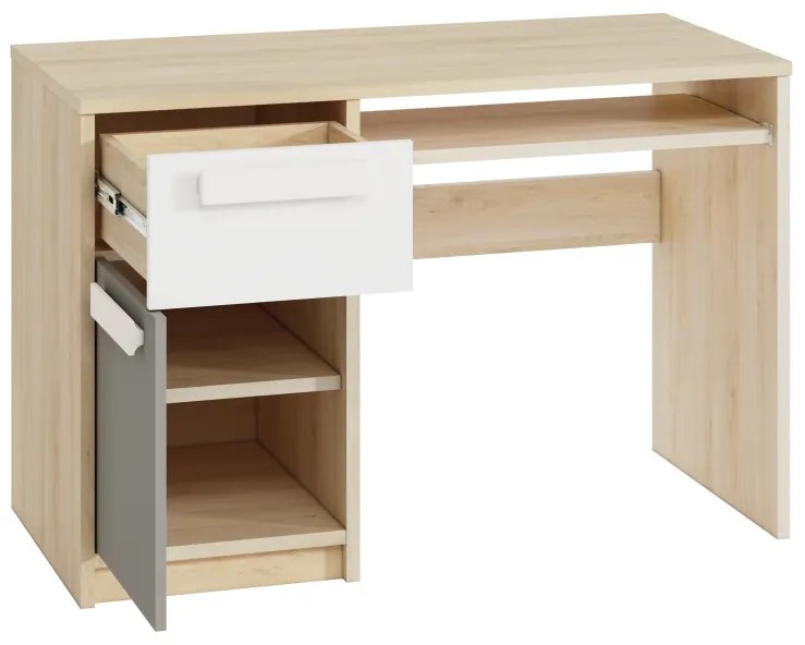 ML FURNITURE Psací stůl - DROP 14, matná bílá/buk fjord/tmavě šedá Barva/dekor: tmavě šedá