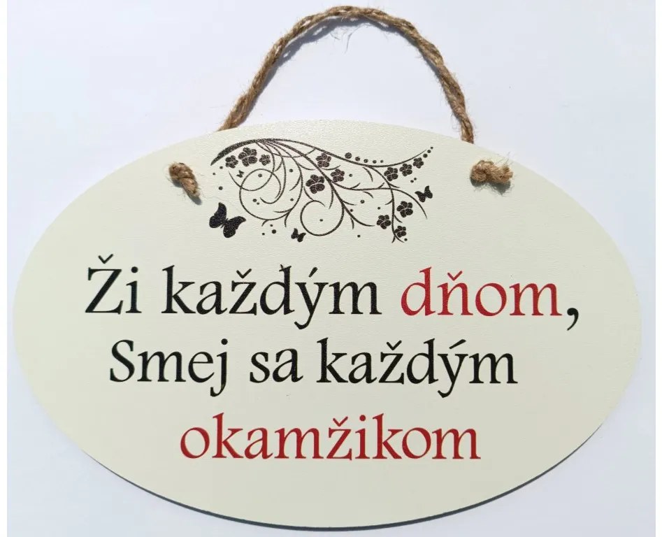 Bondecor Dřevěná dekorace - Žij každým dnem, CZ/SK 28x18 cm Jazyk: SK