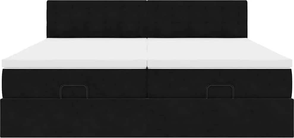 Osmanský rám postele s matracíes černá 180x200cm samet 3312112