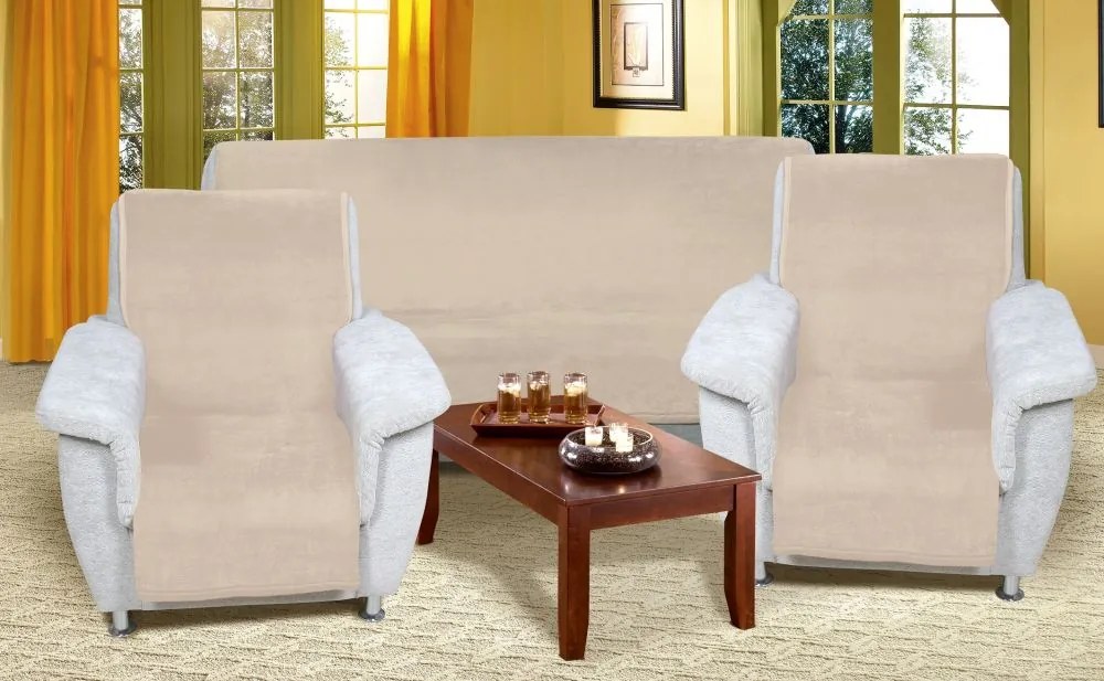 Kvalitex Přehoz na sedací soupravu Micro 3+1+1 béžový 1 ks 150 x 200 cm, 2 ks 65 x 150 cm