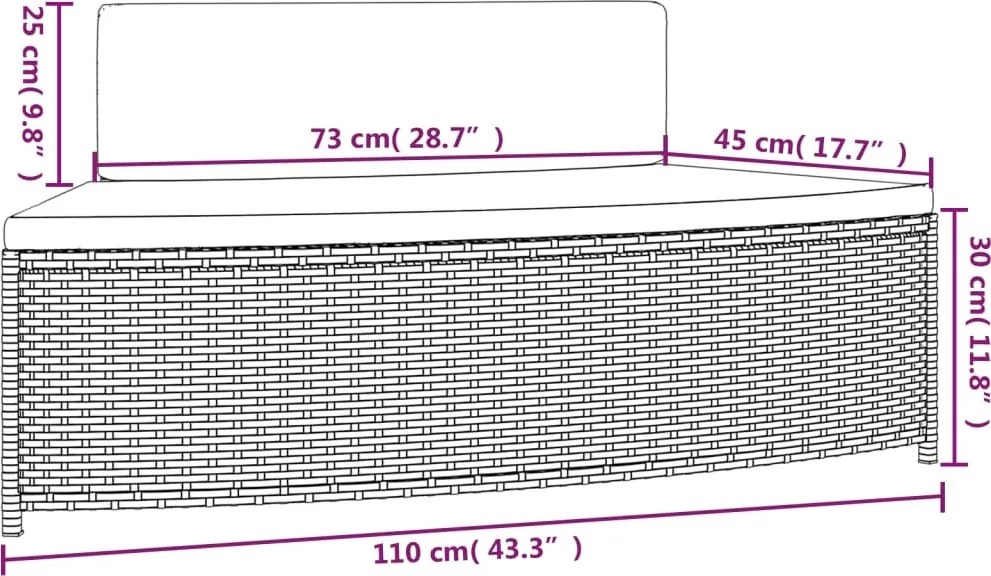 vidaXL Lavice k vířivce s poduškami 2 ks polyratan [362262] Barva: Šedá