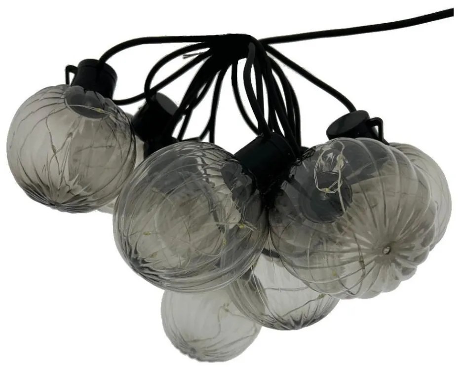Baterie Centrum LED Venkovní dekorační řetěz 10xLED/0,15W/230V 6,8 m IP44 černá/kouřová 034 0001079