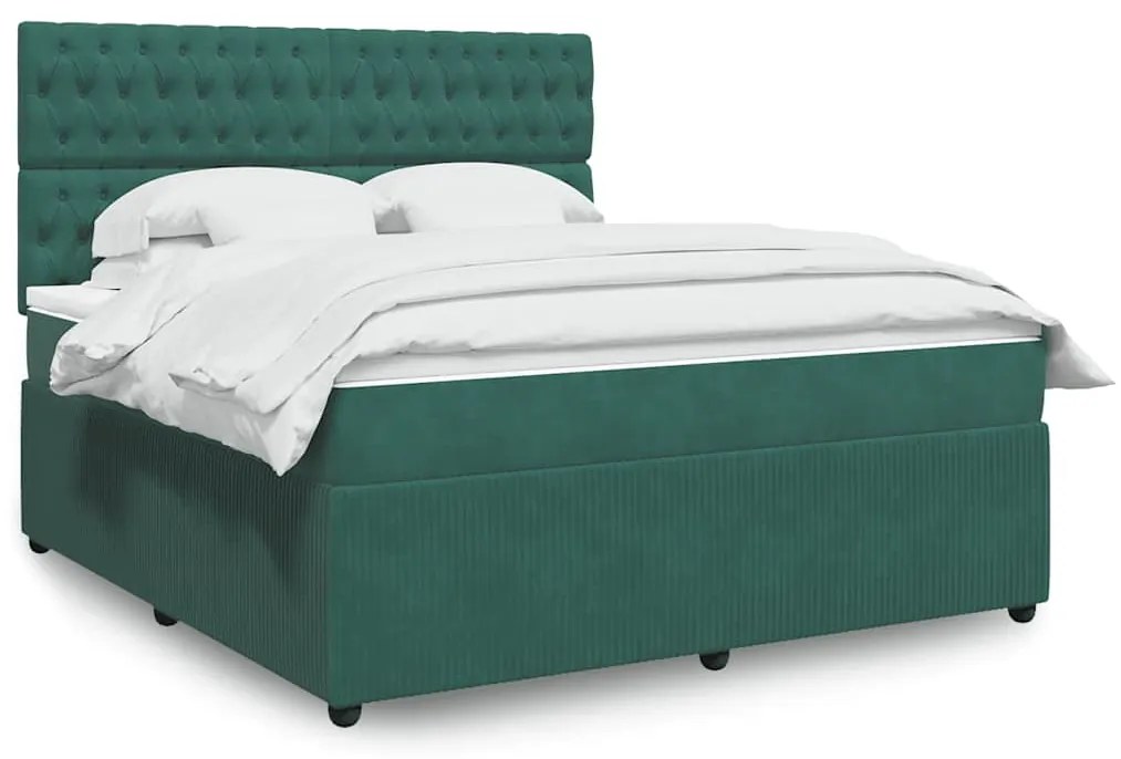 Box spring postel s matrací tmavě zelená 180x200 cm samet 3294715