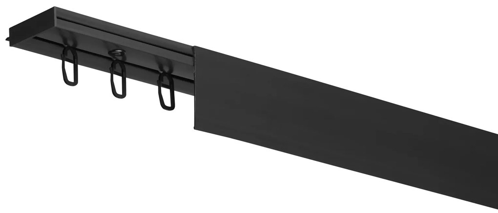 Dekodum Stropní kolejnice z PVC jednořadá černá s krytem Délka: 190 cm, Typ přichycení: žabky