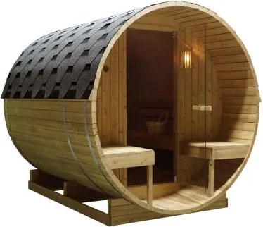 RAKOUSKÝ produkt - Venkovní sudová sauna BERGEN pro 4-6 osob 194,8x220x191,5 cm (F70220)