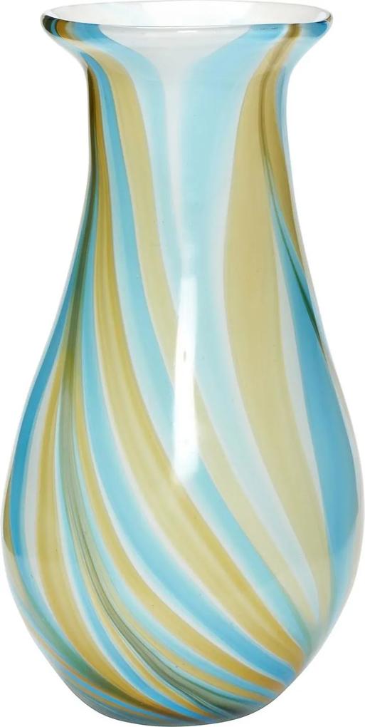 Váza Hübsch skleněná 30 cm béžovo-modrá