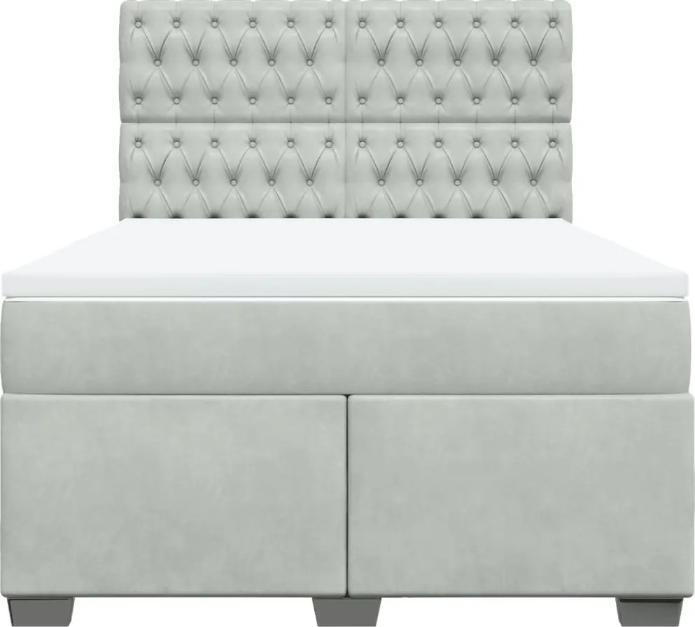 Box spring postel s matrací světle šedá 140x200 cm samet 3293236