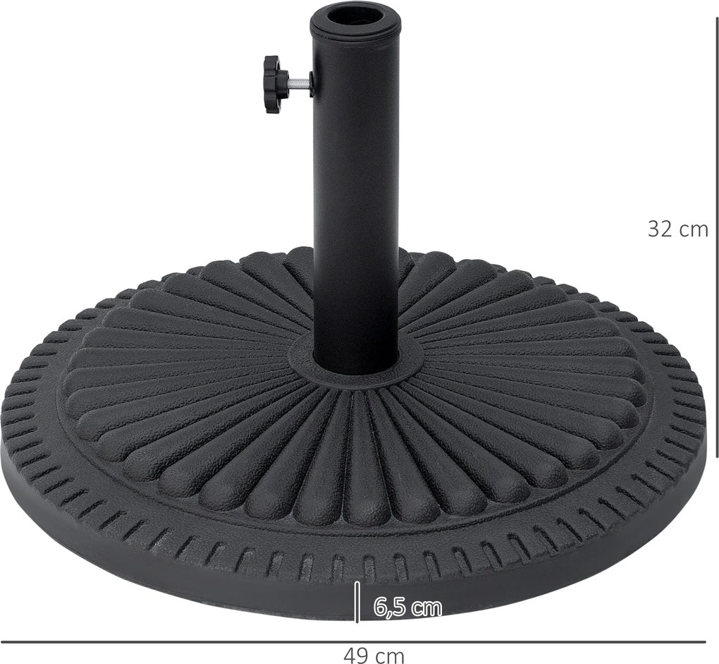 Stojan na slunečník Outsunny 14 kg kulatý pro slunečníky 35-48 mm cementový podstavec Ø49 cm pro zahradu a terasu | Aosom.de