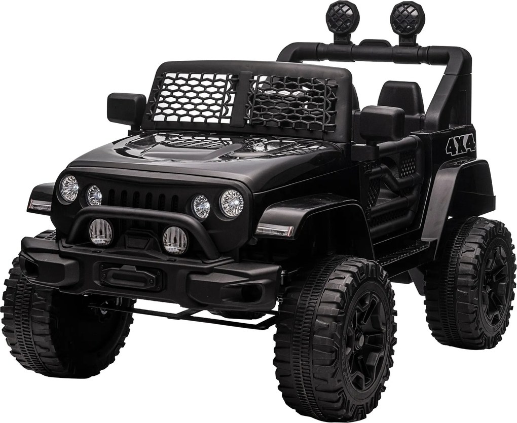 HOMCOM 12V Elektrické 4x4 Auto pro Děti s Dálkovým Ovládáním, Světly a Klaksonem - 3-6 Let - Černé | Aosom