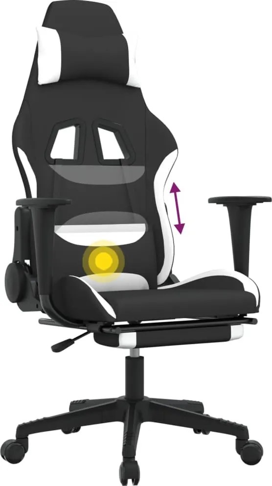 vidaXL Masážní herní židle s podnožkou černá a textil [345508] Barva: taupe